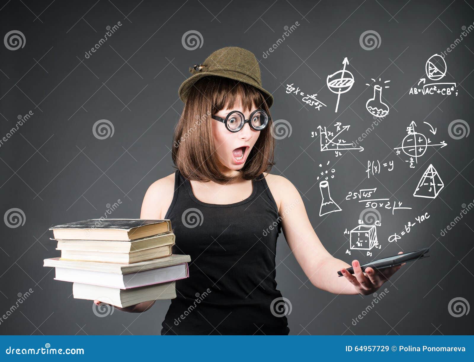 Education School Technology Concept. Surprised Nerd Student with Old ...