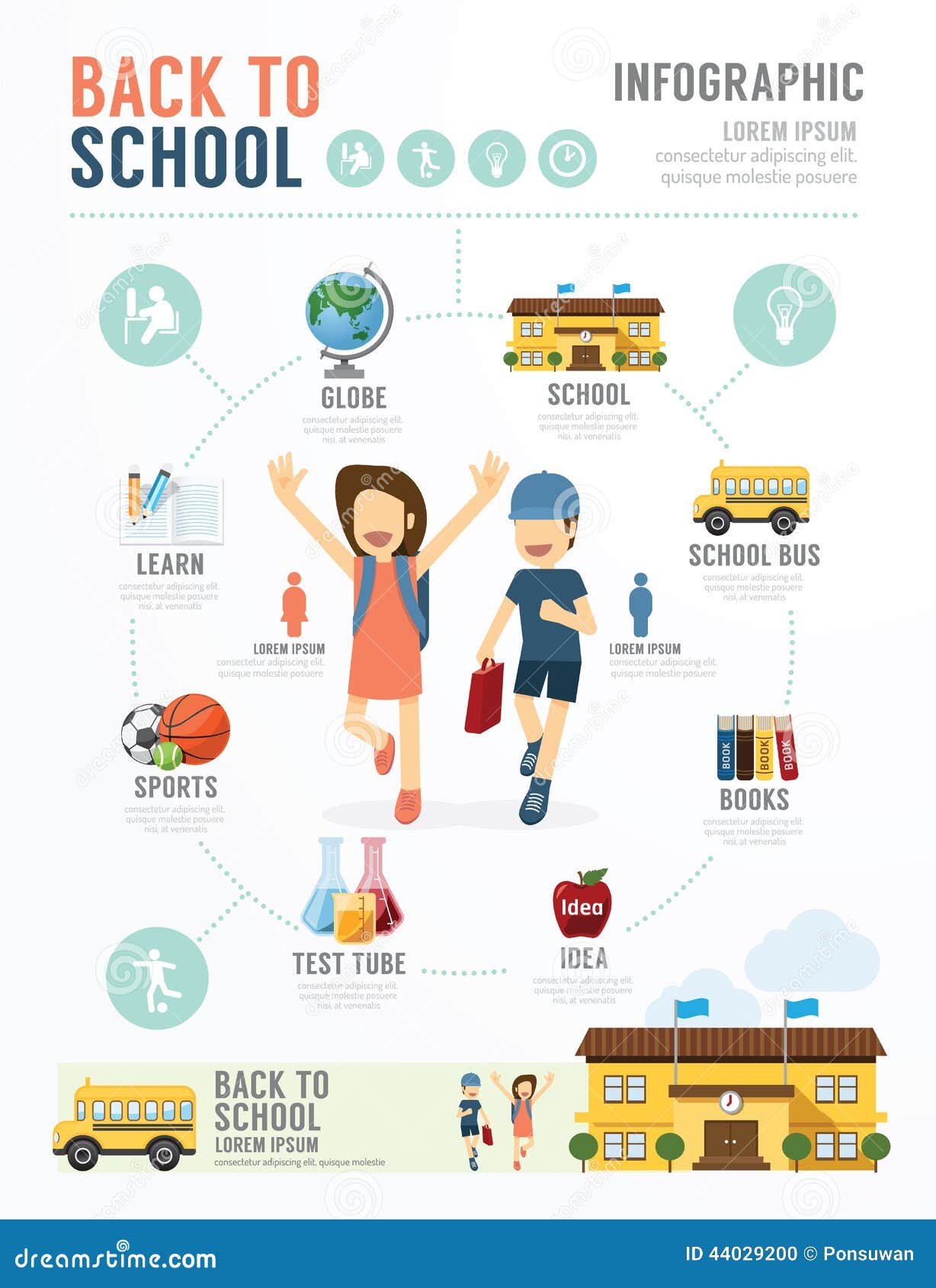 Education School Template Design Infographic . Concept Vector. Stock ...