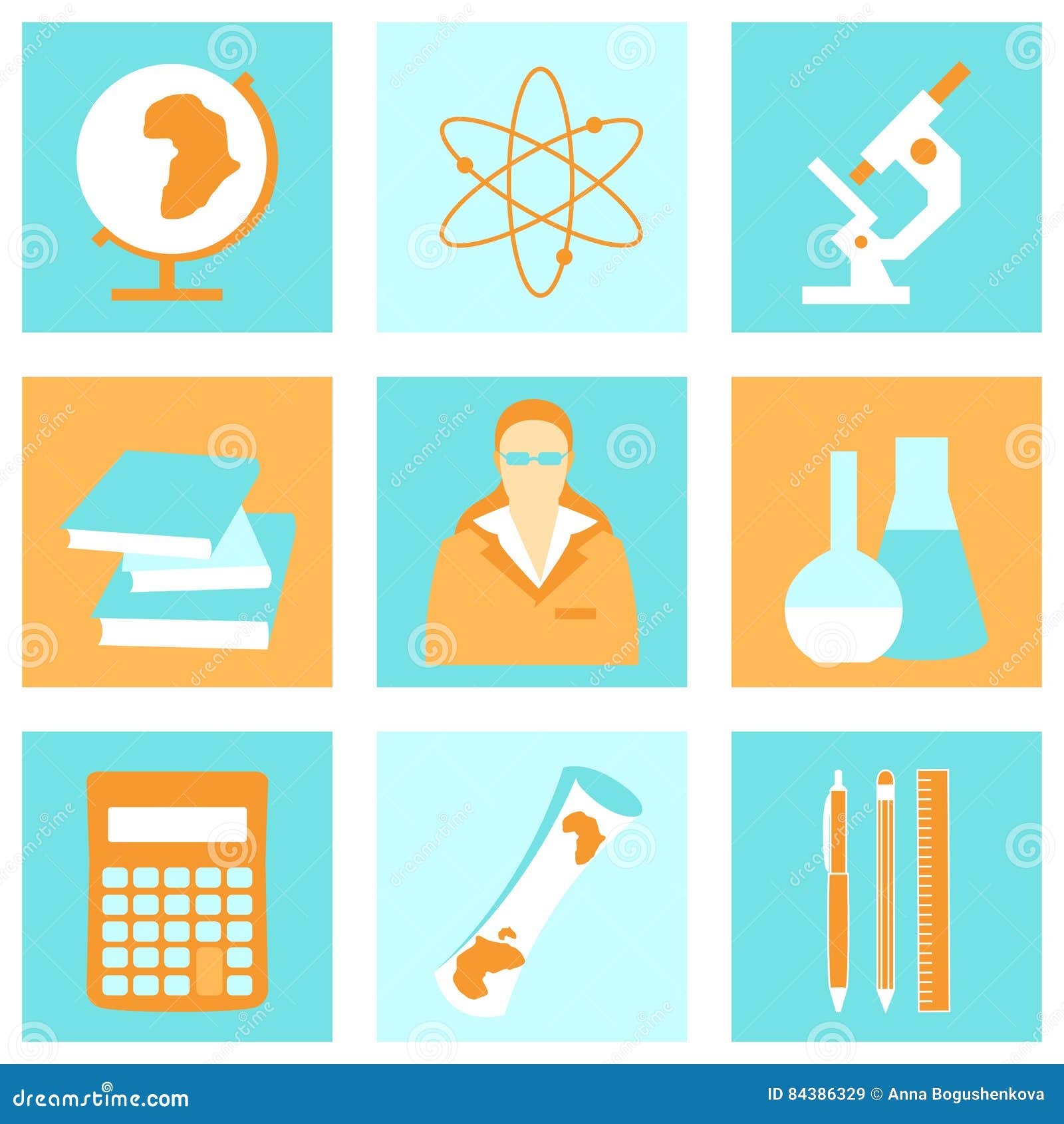 Education School University Learning Flat Icons Set Stock Vector ...