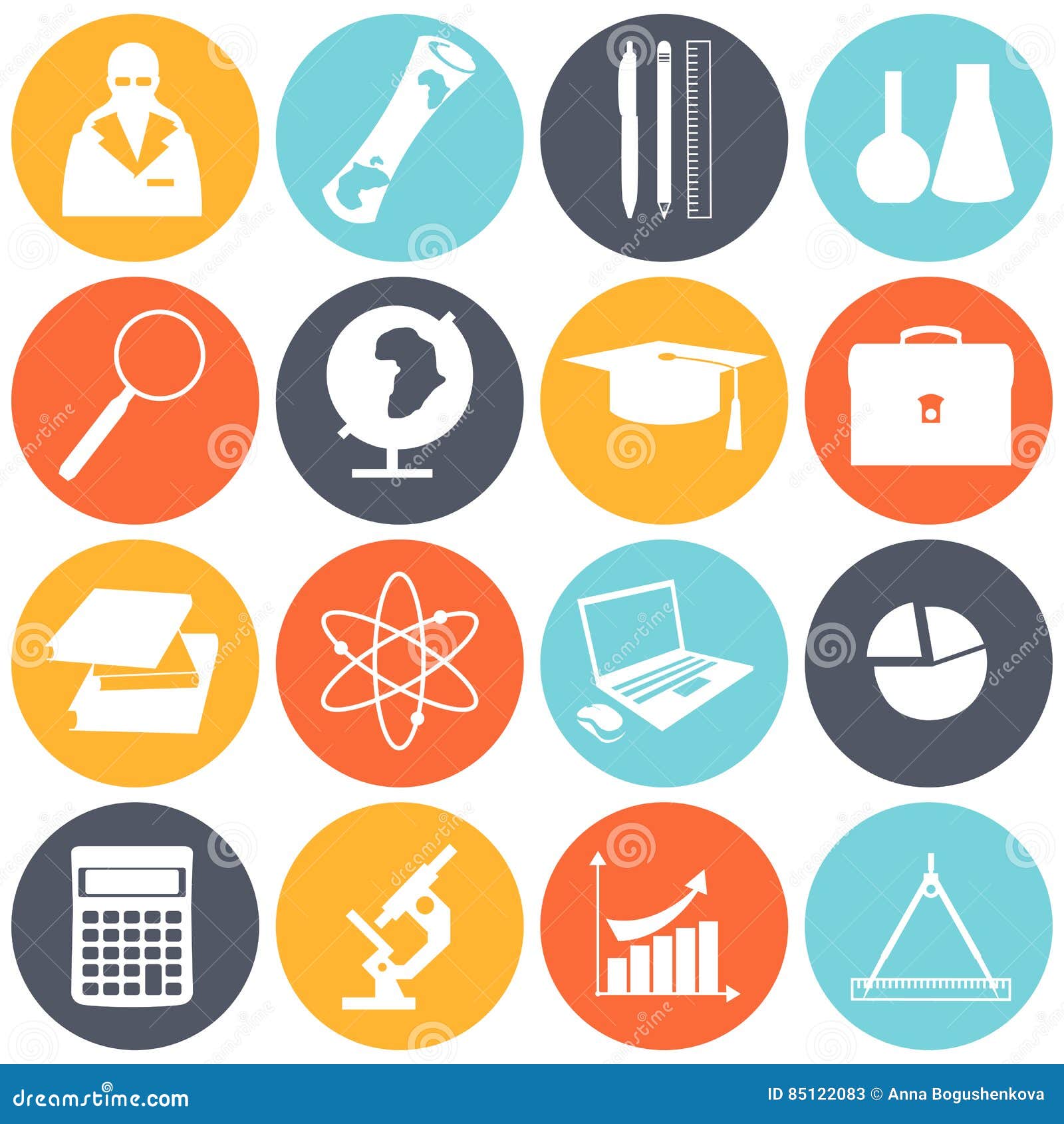 Science Elements Hand Drawn Set. Coloring Book Template. Outline Doodle ...