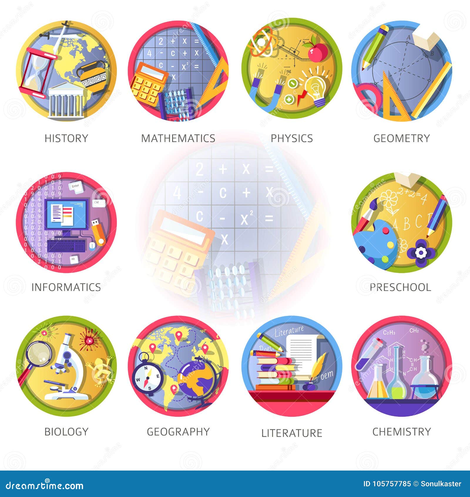 Education and Science Disciplines for School or University Stock Vector ...