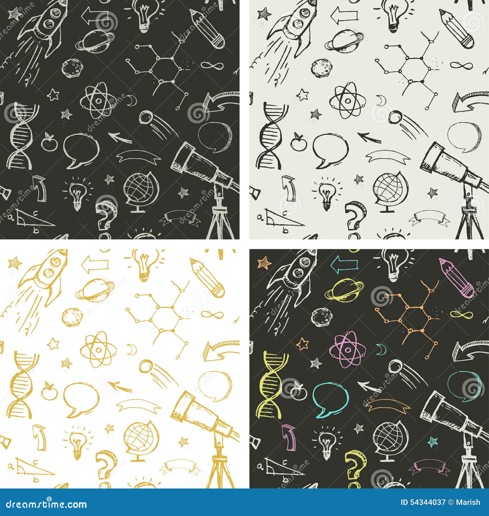 Education, Science Doodles - Seamless Patterns Stock Vector ...