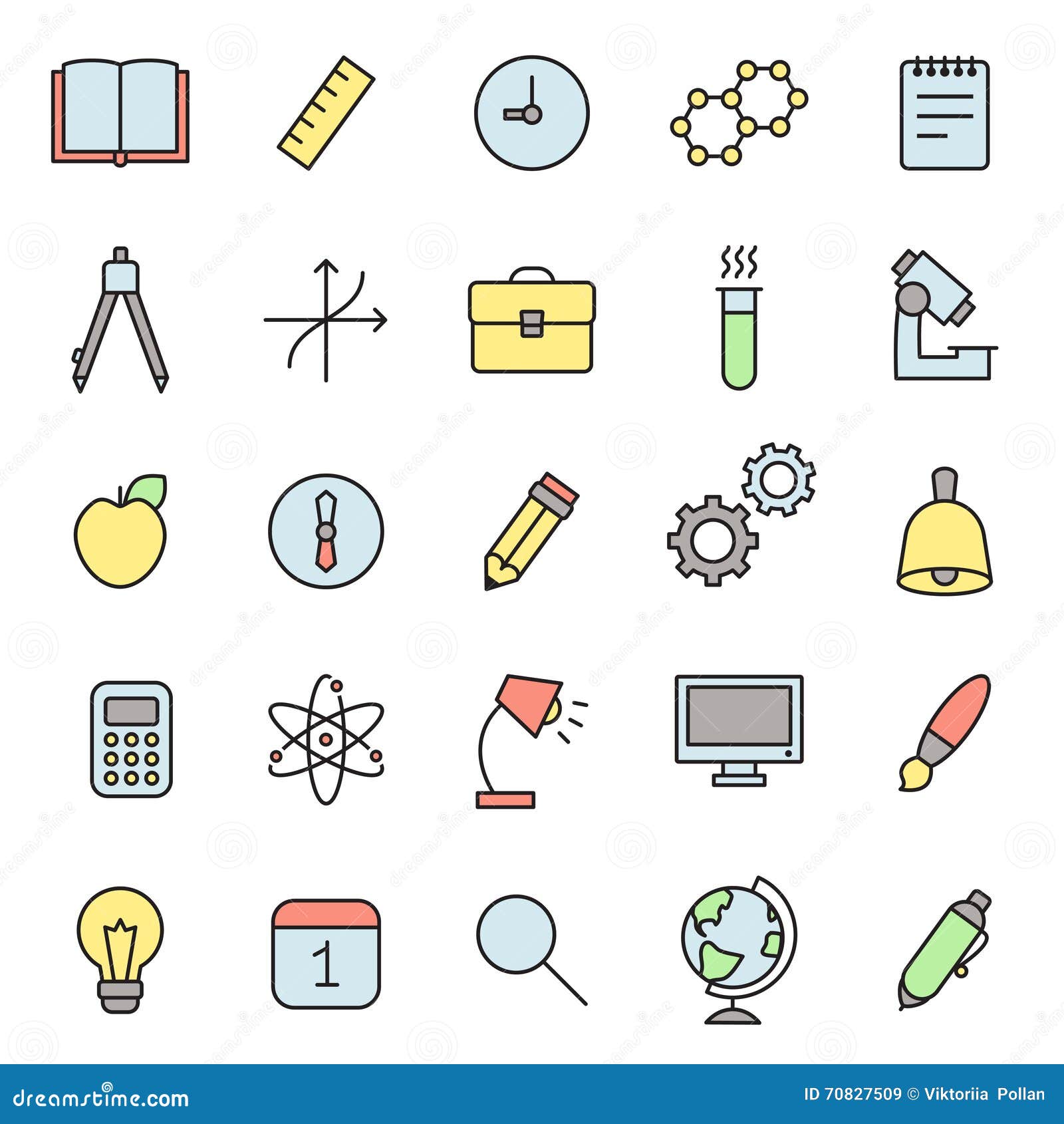 Set Of Science Outline Icons. Contains Icons As Online Quiz, Chemistry ...