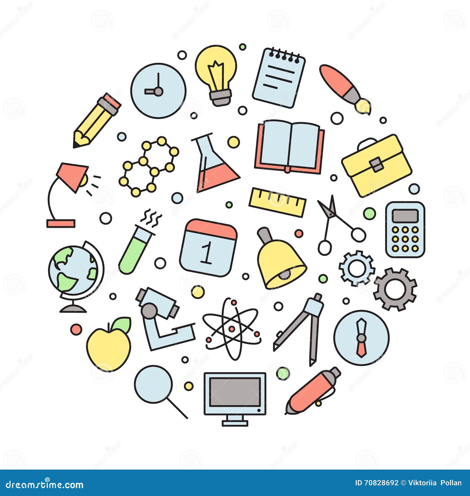 Education and Science Outline Multicolored Vector Circle Illustration ...
