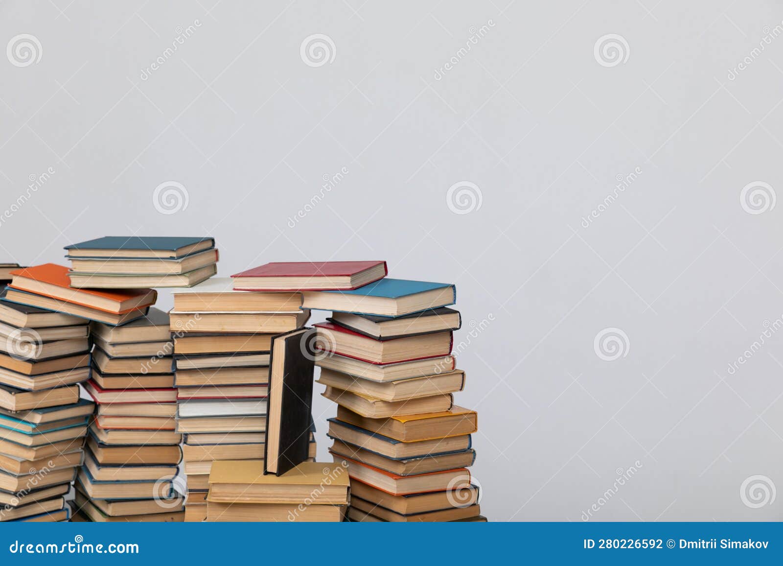 Education Science Stack of Books in the Library on a White Background ...