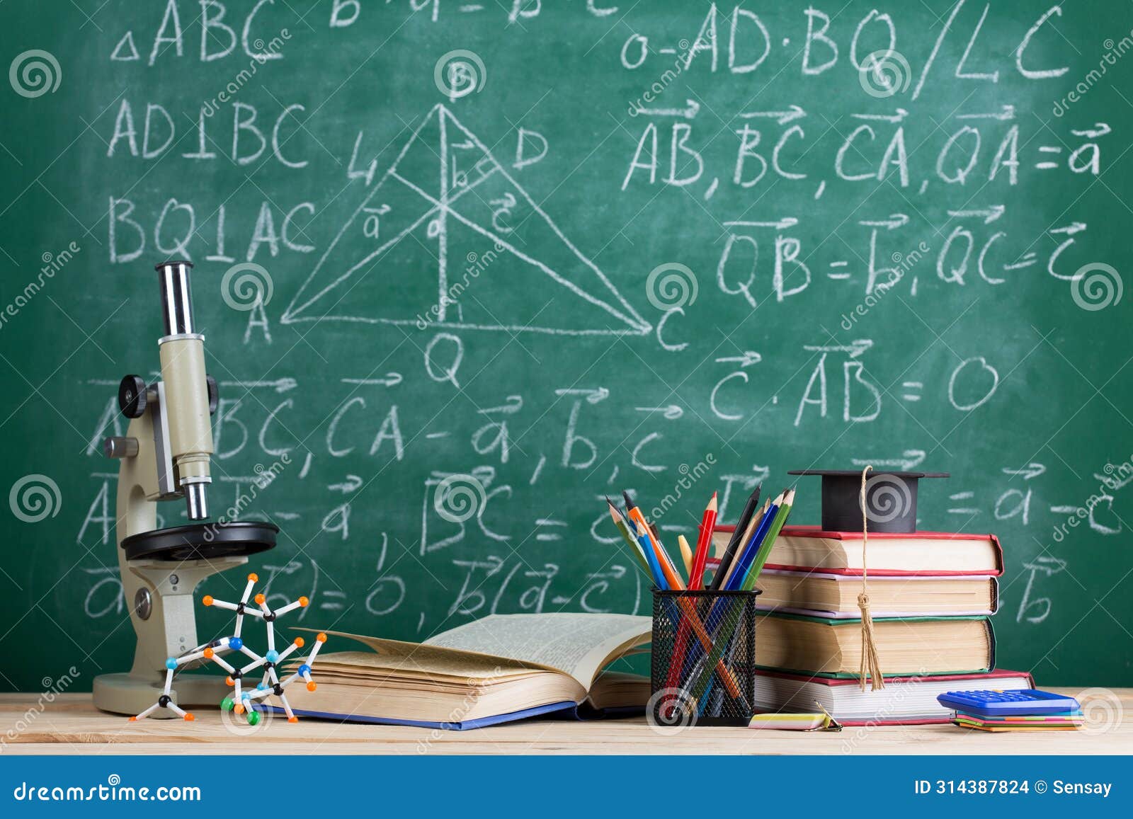 Education And Sciences Concept - Books On The Teacher Desk In The ...