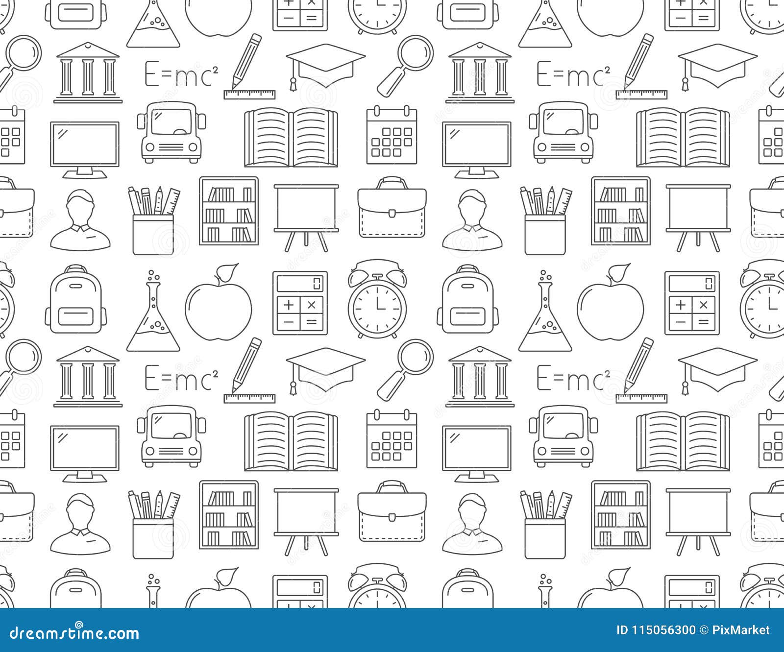 Education Seamless Pattern stock vector. Illustration of flat - 115056300