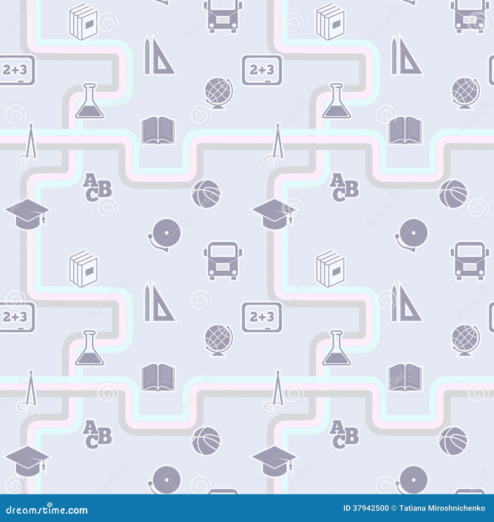 Education Seamless Pattern With Cute Cartoon Girl And Math And Geometry ...