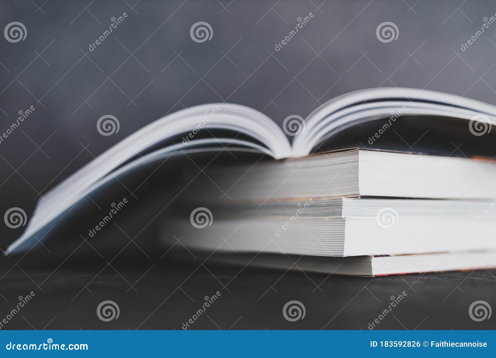 Stack of Books Shot from Eye Level with Shallow Depth of Field Stock ...