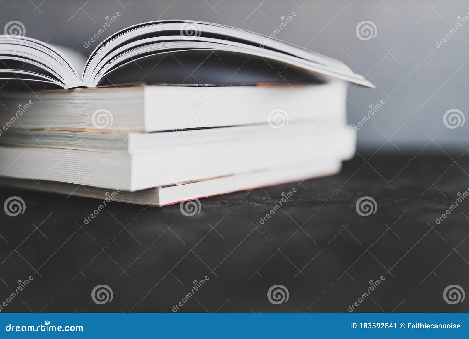 Stack of Books Shot from Eye Level with Shallow Depth of Field Stock ...
