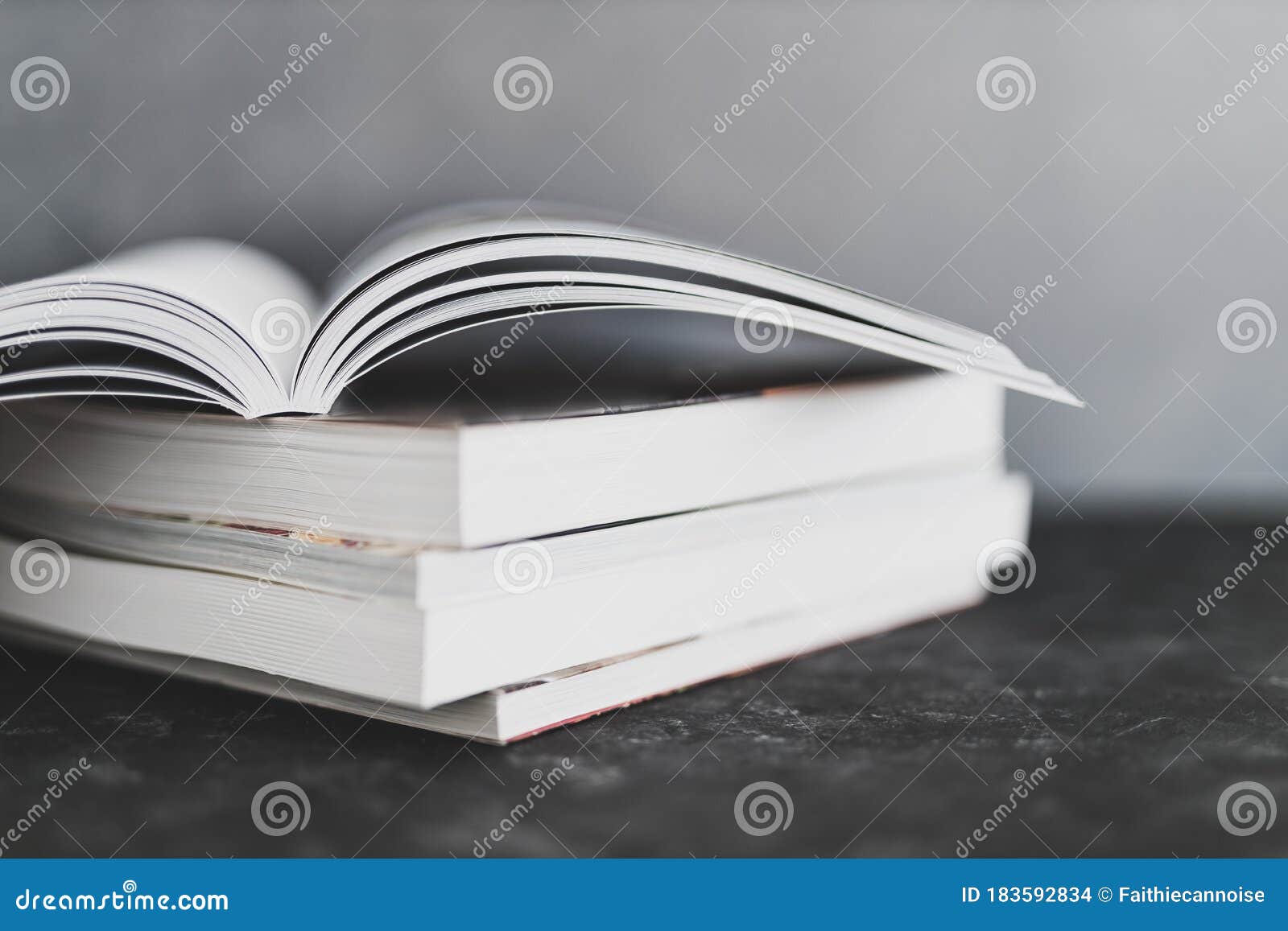Stack of Books Shot from Eye Level with Shallow Depth of Field Stock ...
