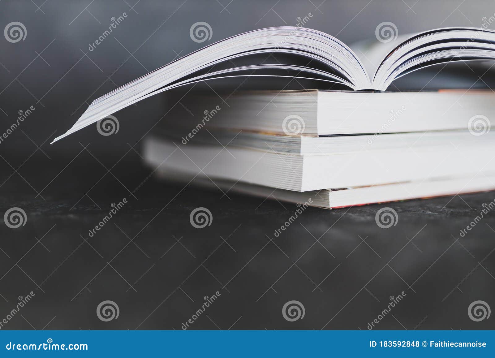 Stack of Books Shot from Eye Level with Shallow Depth of Field Stock ...