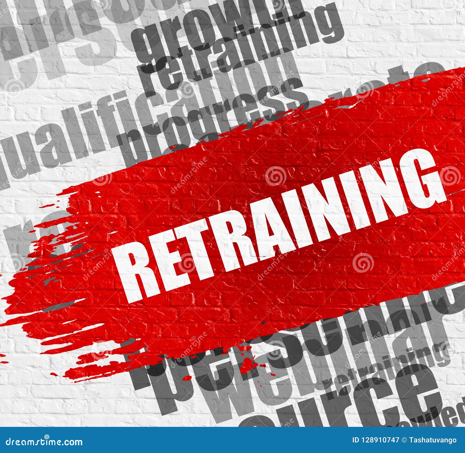 Retraining on White Wall Background. Wordcloud Concept. Stock ...