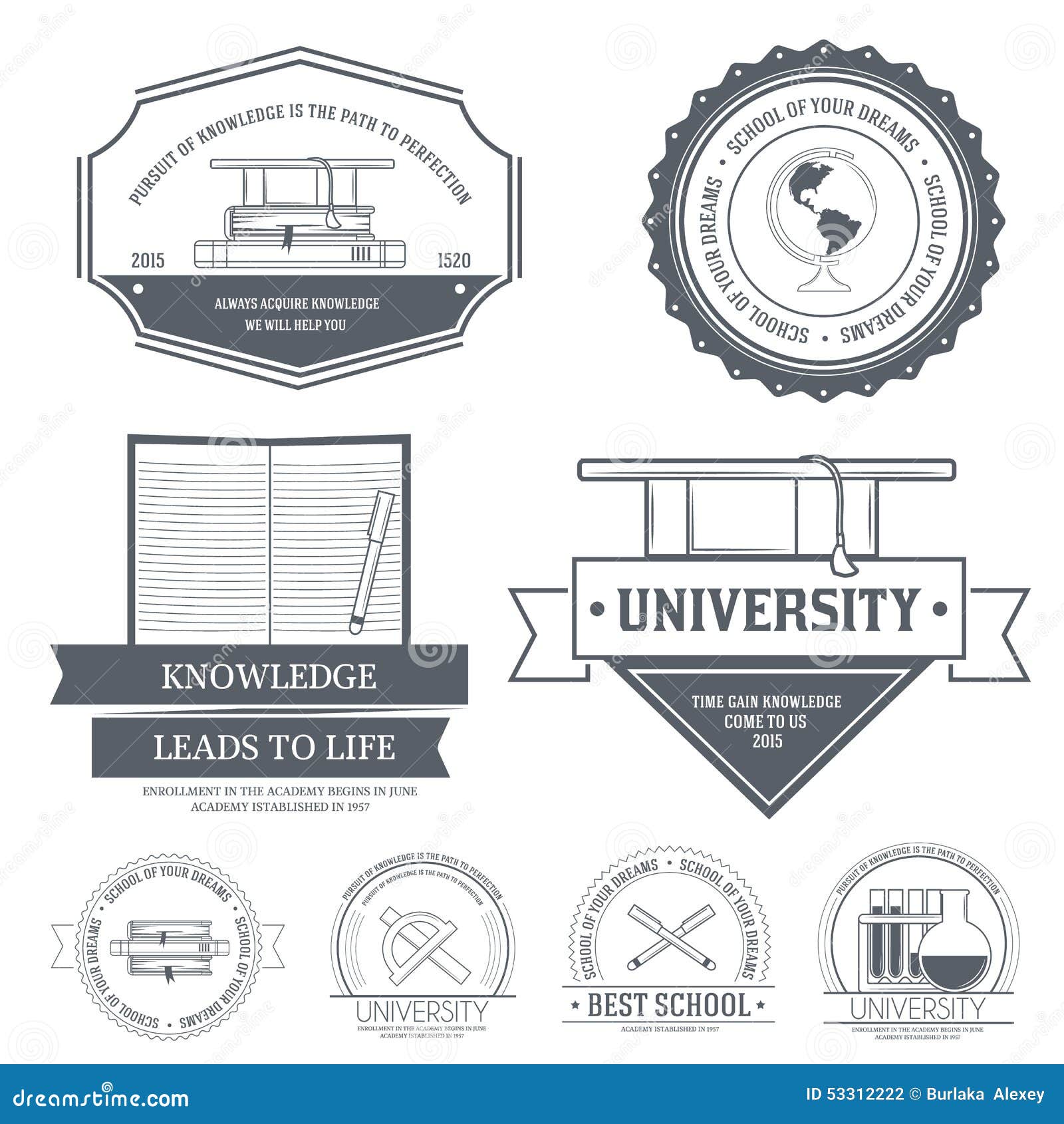Education Set Label Template of Emblem Element for Stock Vector ...
