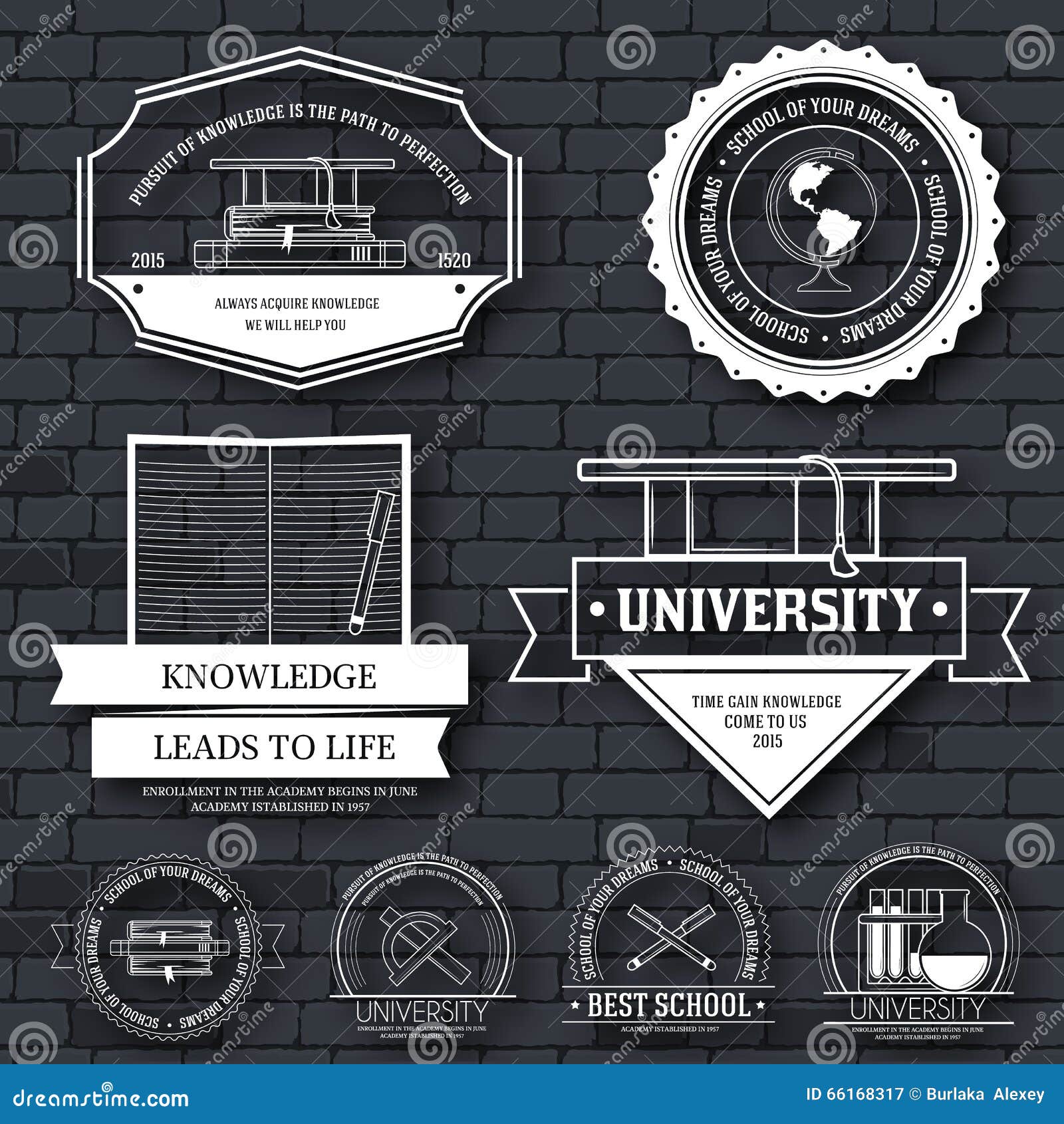 Education Set Label Template of Emblem Element for Your Product or ...