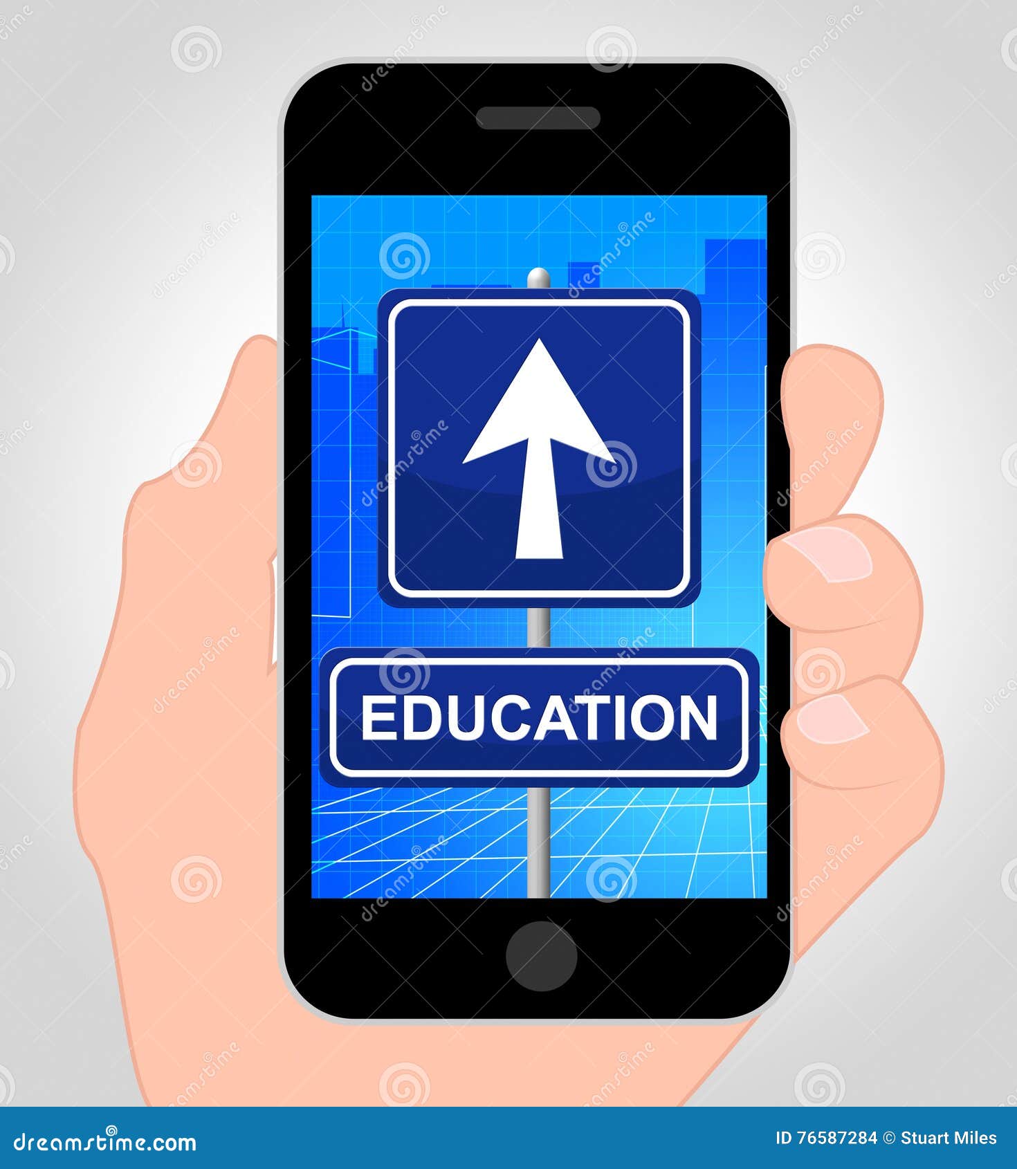 Education Smartphone Shows University Development and Learning Stock ...