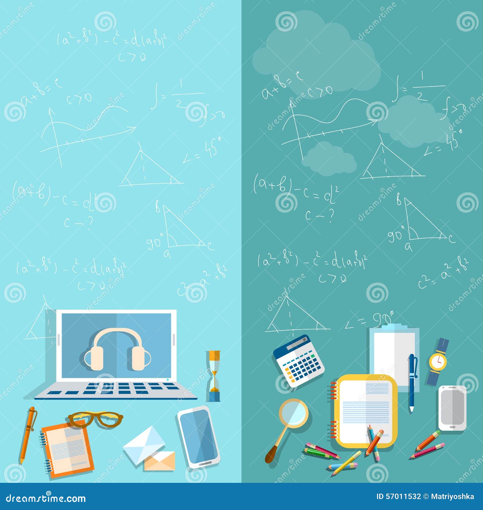 Education: Student, Teacher, University, College, Vector Banners Stock ...