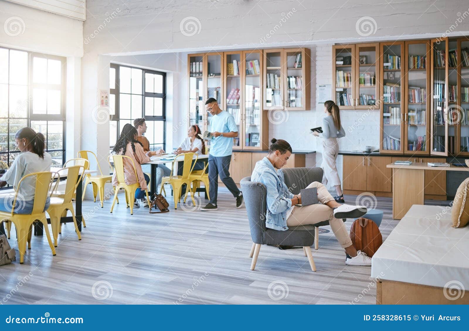 Education, Students and Learning in Library at University in Relax ...