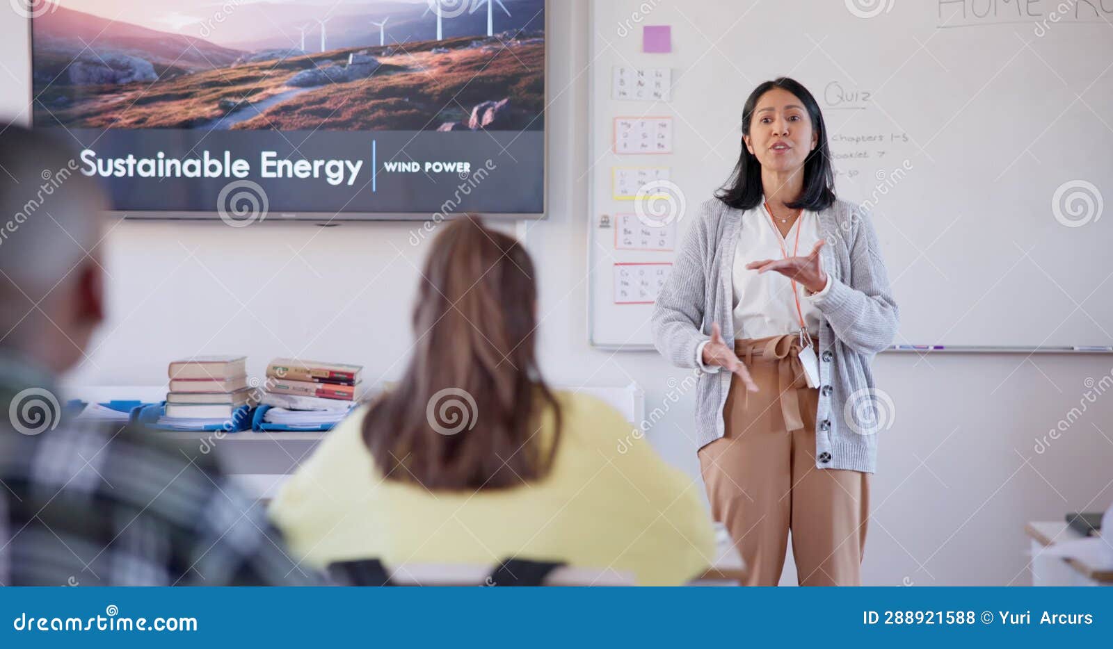 Education, Students and Teacher Doing Presentation in Classroom for ...