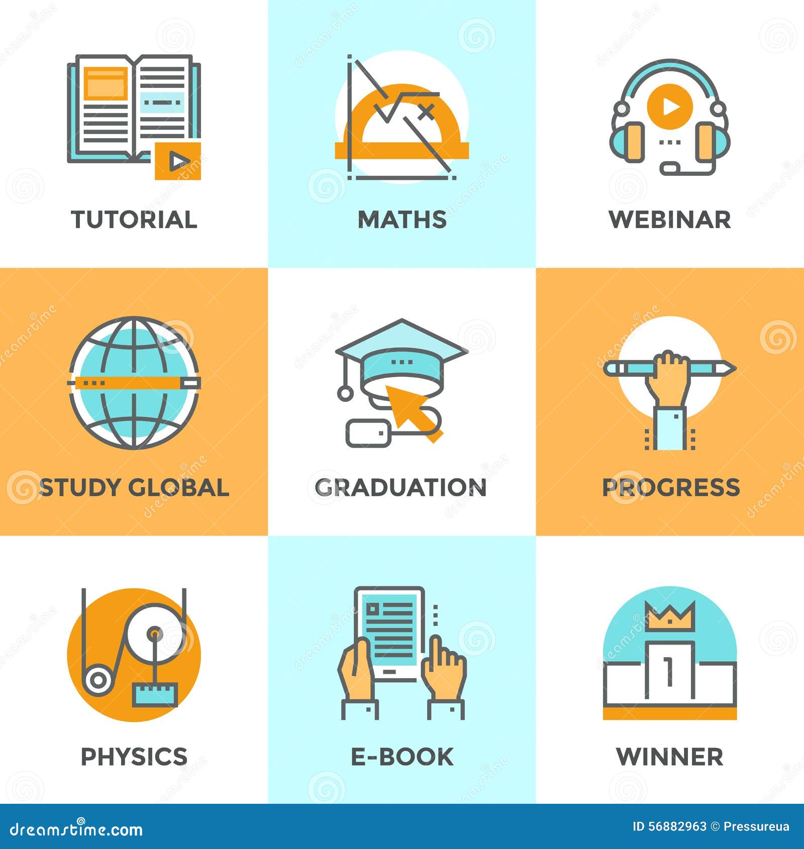 Education and Study Line Icons Set Stock Vector - Illustration of ...