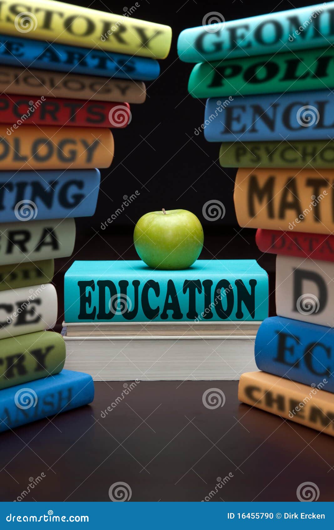 Education Study School Books and Apple Stock Photo - Image of science ...
