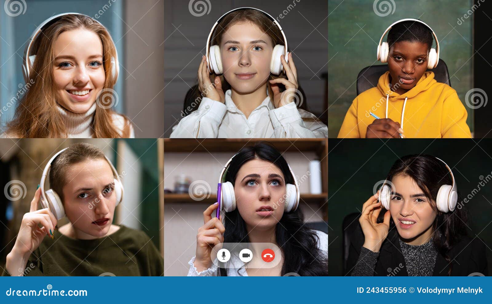 Team Working by Group Video Call Share Ideas Brainstorming Use Video ...