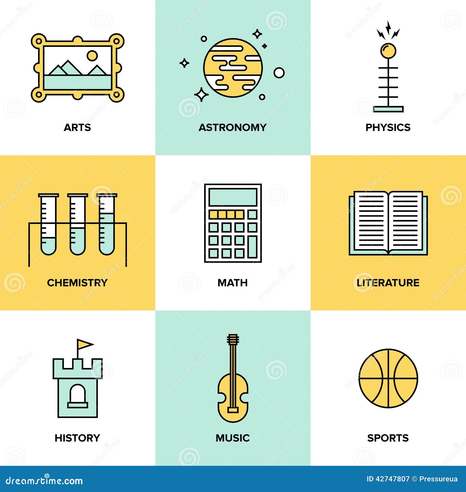 Education Subjects Flat Icons Stock Vector - Illustration of ...