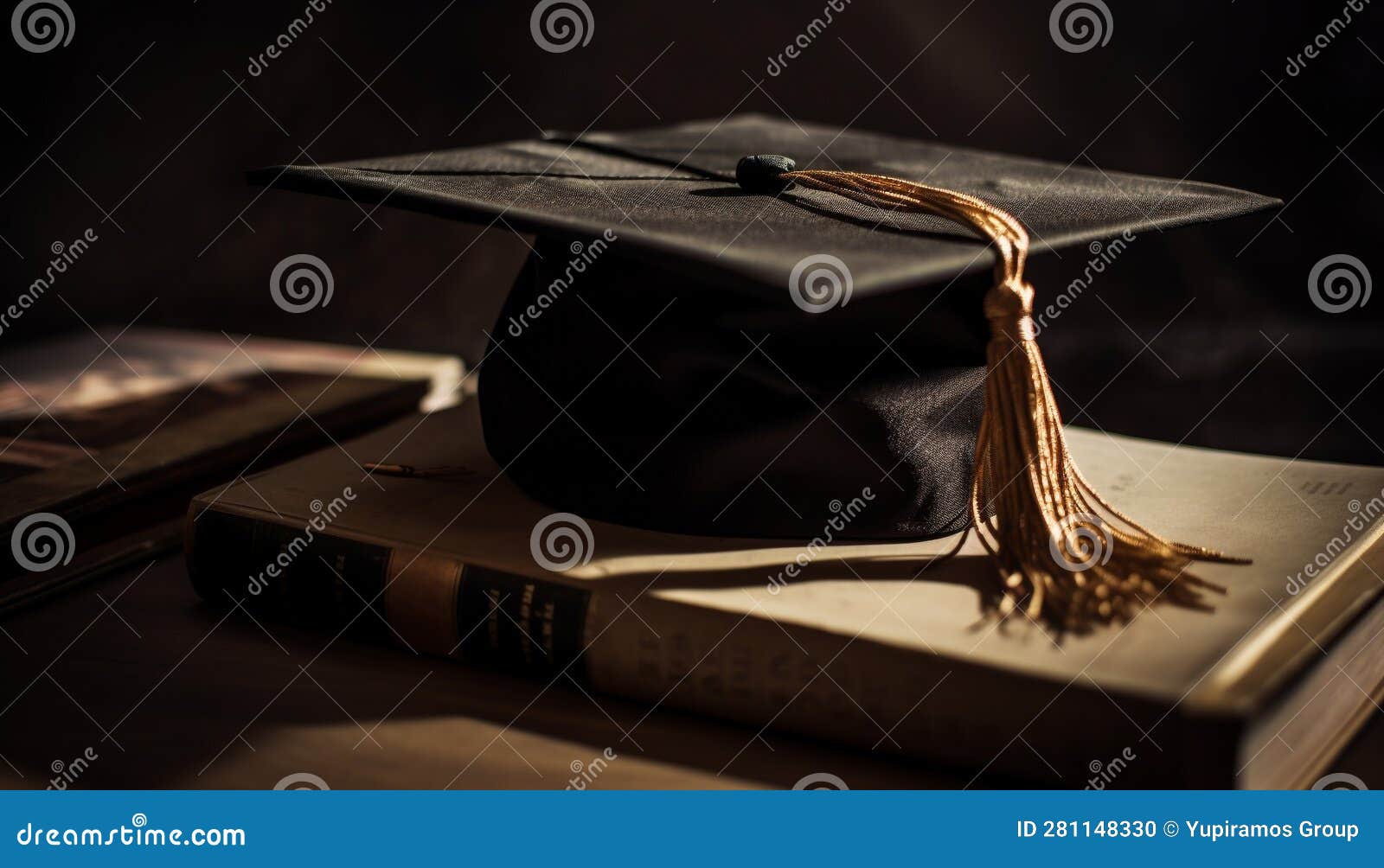 Education Success Diploma with Cap, Certificate, Tassel, Paper ...