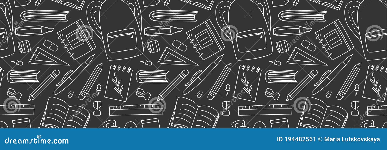 Education Symbols Seamless Banner. Vector Online Studing Web Banner, E ...