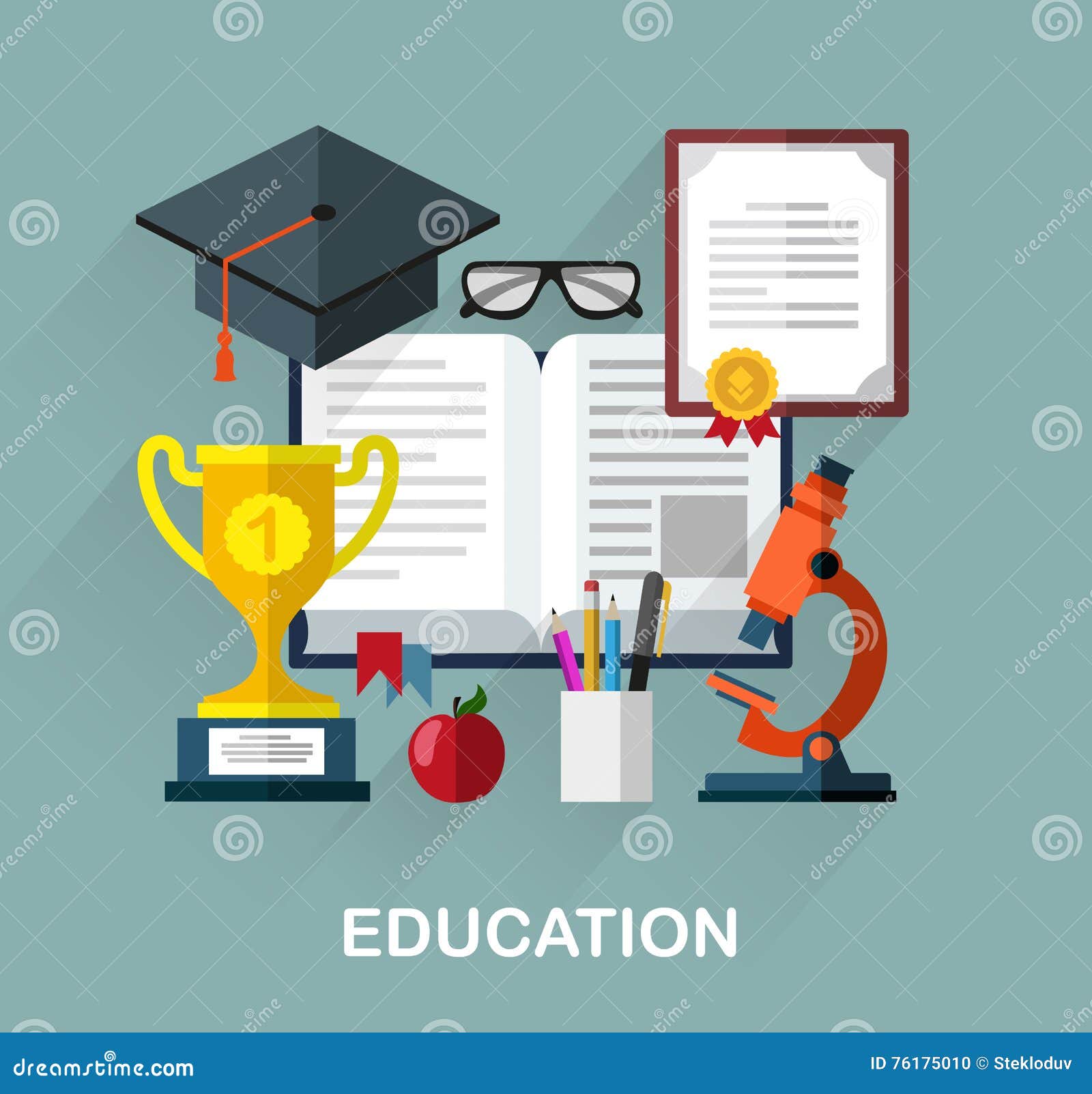 Education symbols stock vector. Illustration of book - 76175010