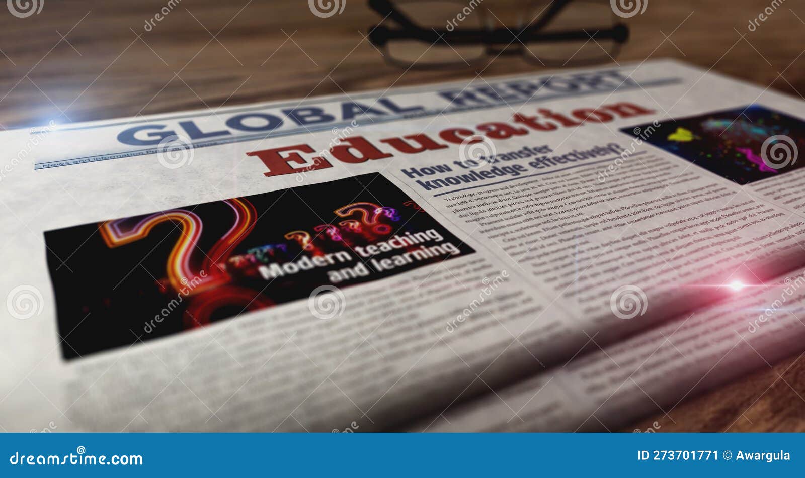 Education Teach and Learning Newspaper on Table Stock Illustration ...