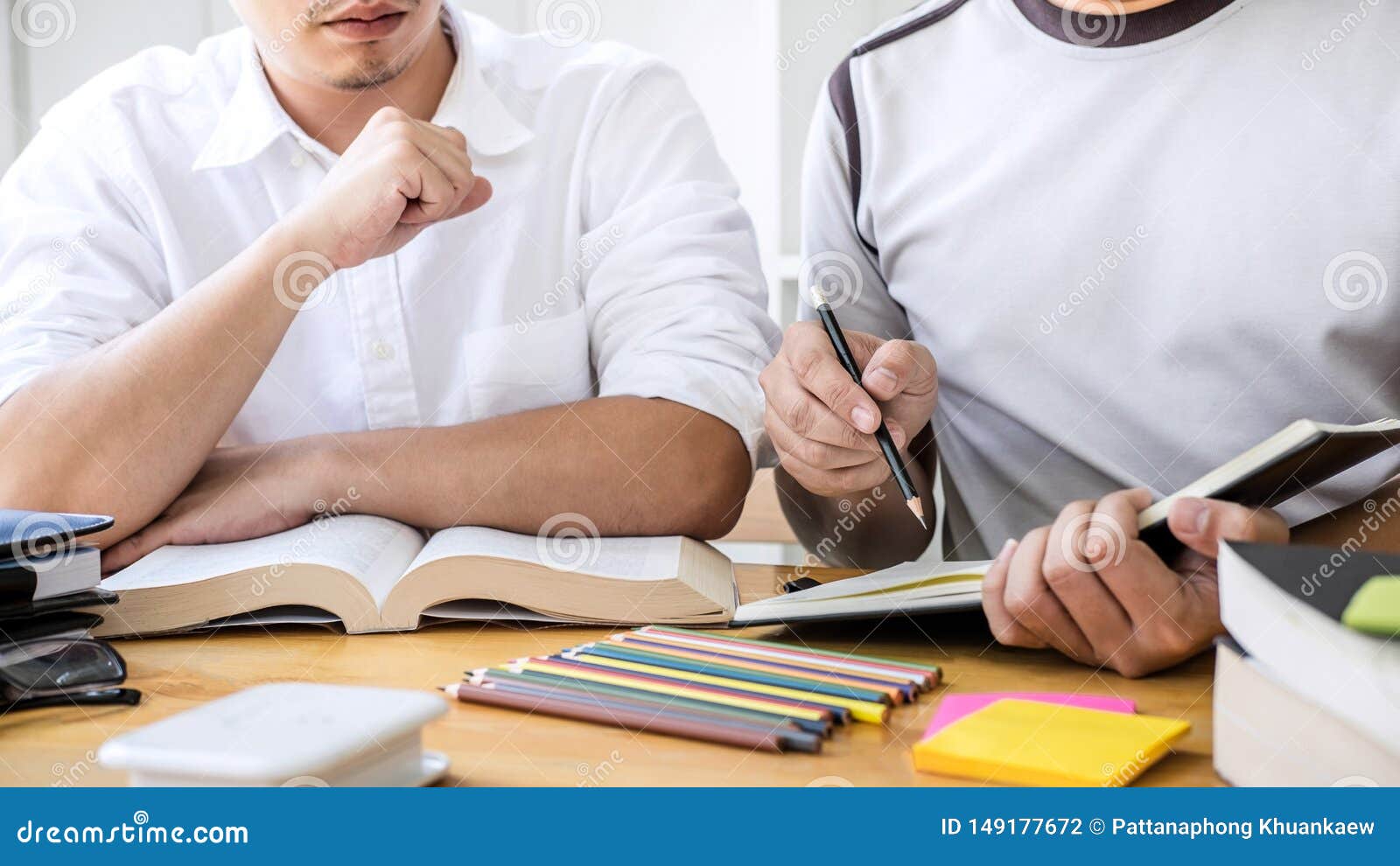 Education, Teaching, Learning Concept. High School Students or ...