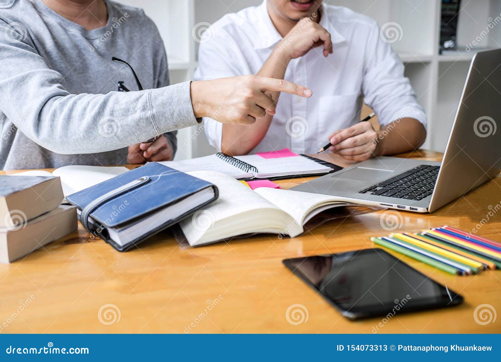 Education, Teaching, Learning Concept. High School Students or ...