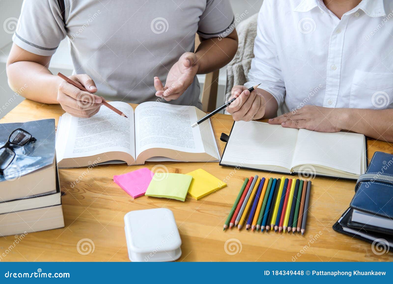 Education, Teaching, Learning Concept. High School Students or ...