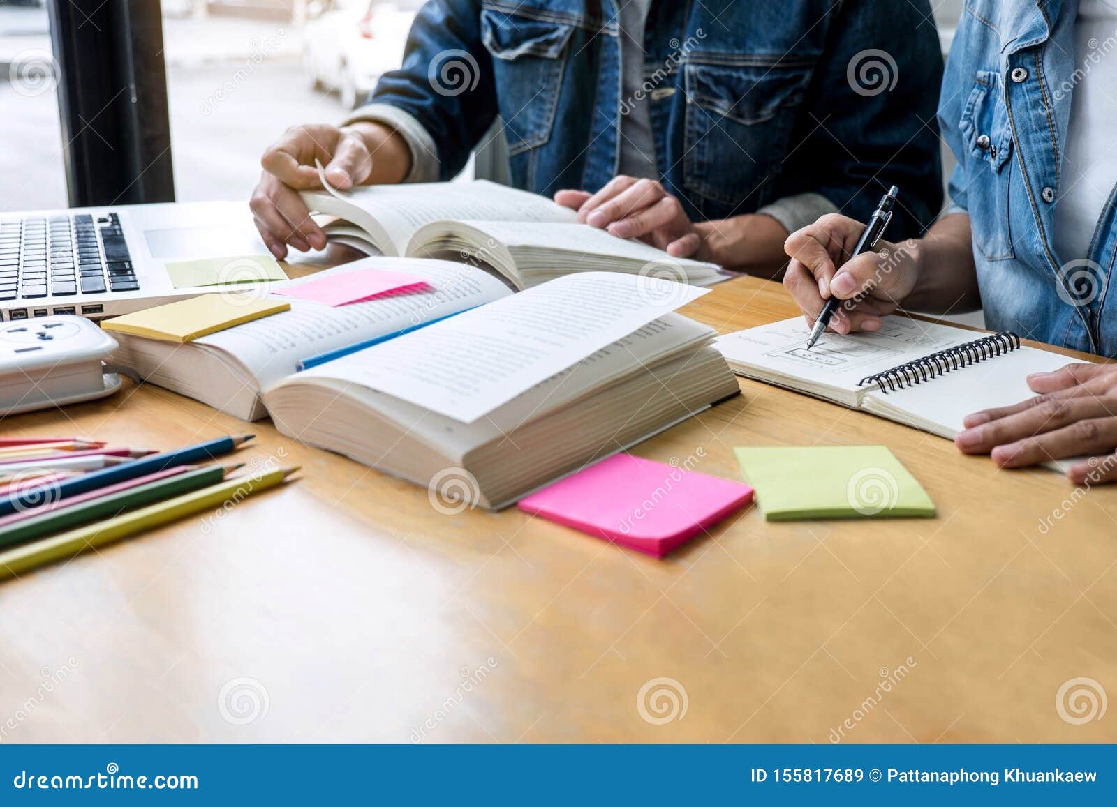 Education, Teaching, Learning, Technology and People Concept. Two High ...