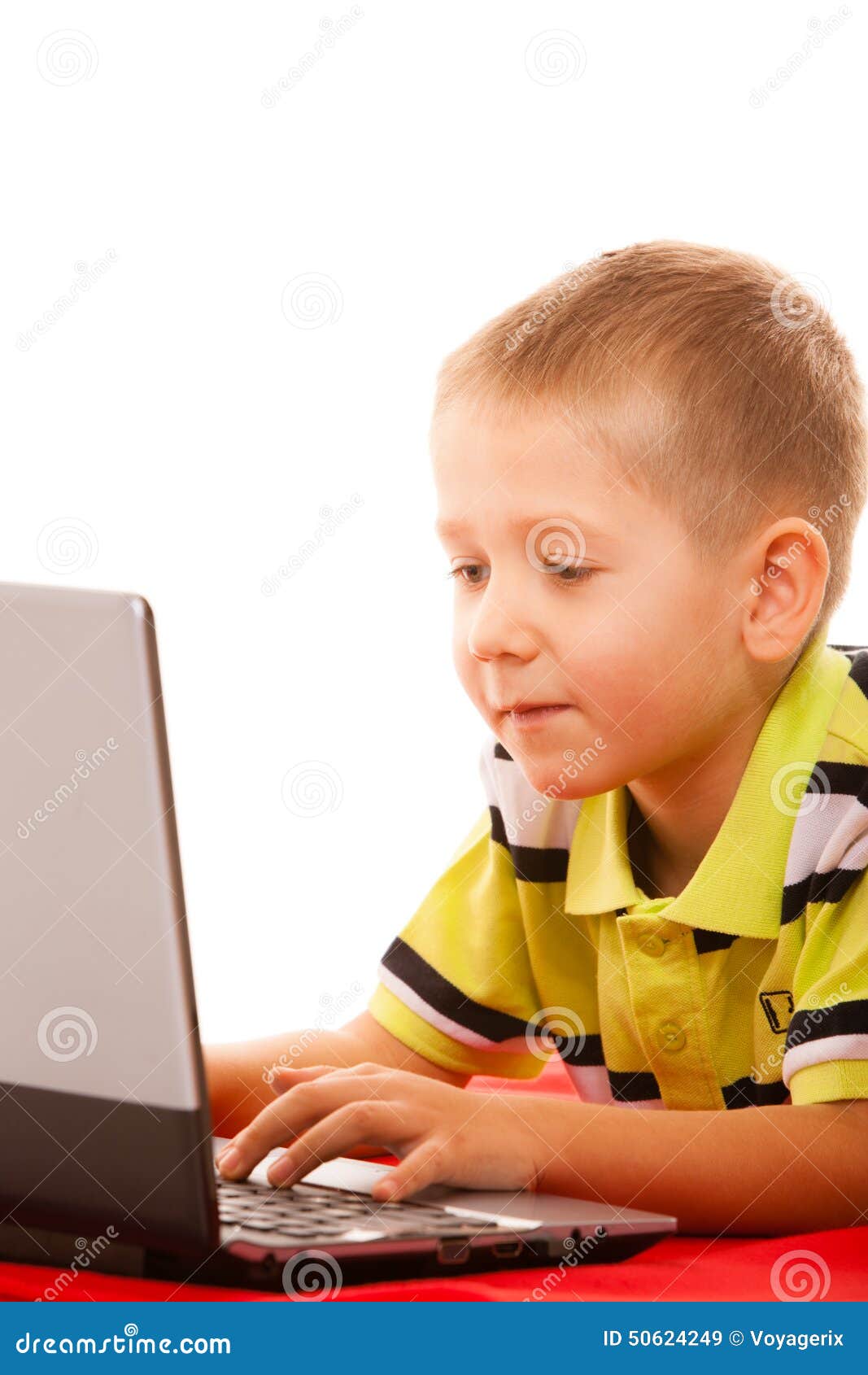 Education, Technology Internet - Little Boy with Laptop Stock Image ...