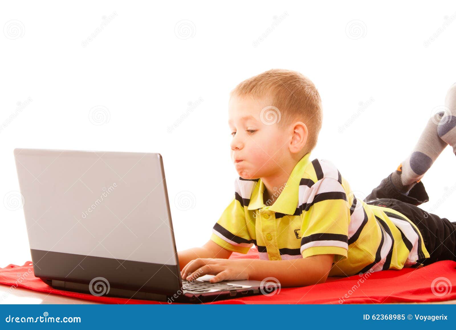 Education, Technology Internet - Little Boy with Laptop Stock Image ...