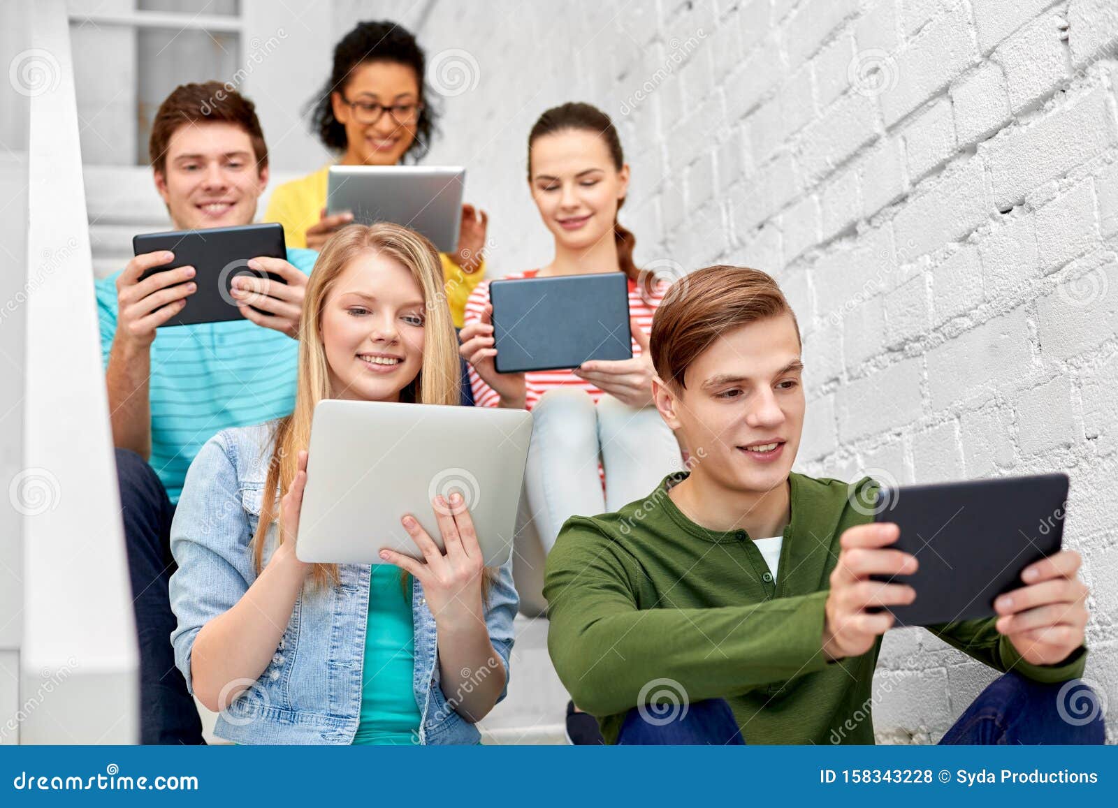 High School Students with Tablet Computers Stock Photo - Image of ...