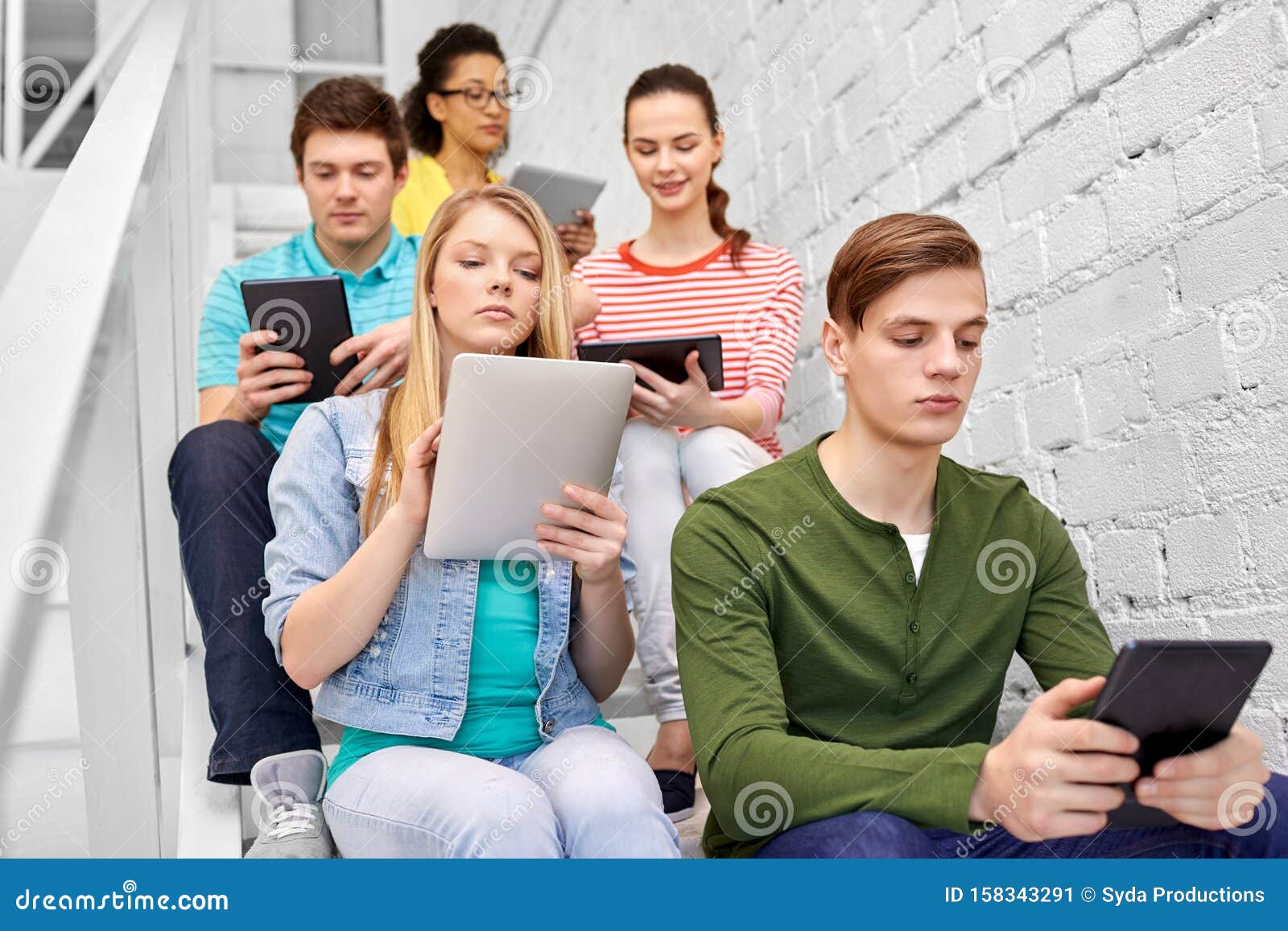 High School Students with Tablet Computers Stock Image - Image of ...