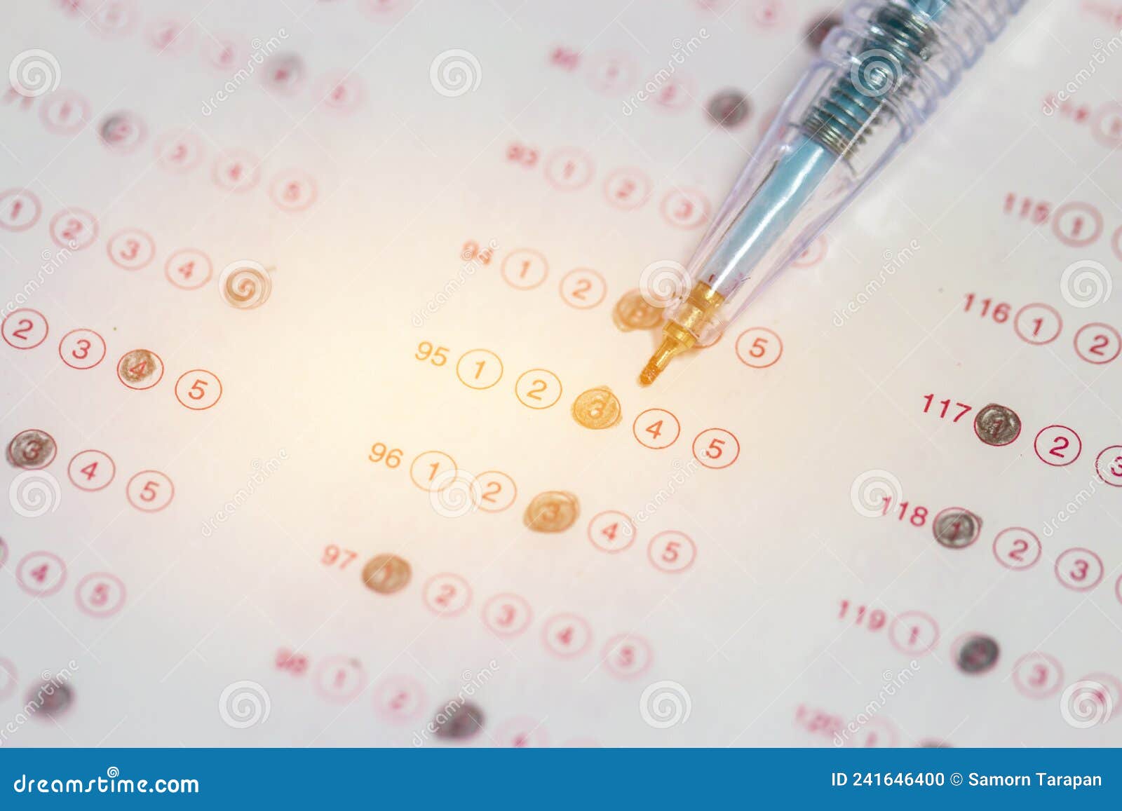 Education Test Concept : Optical Form of Standardized Test with Answers ...