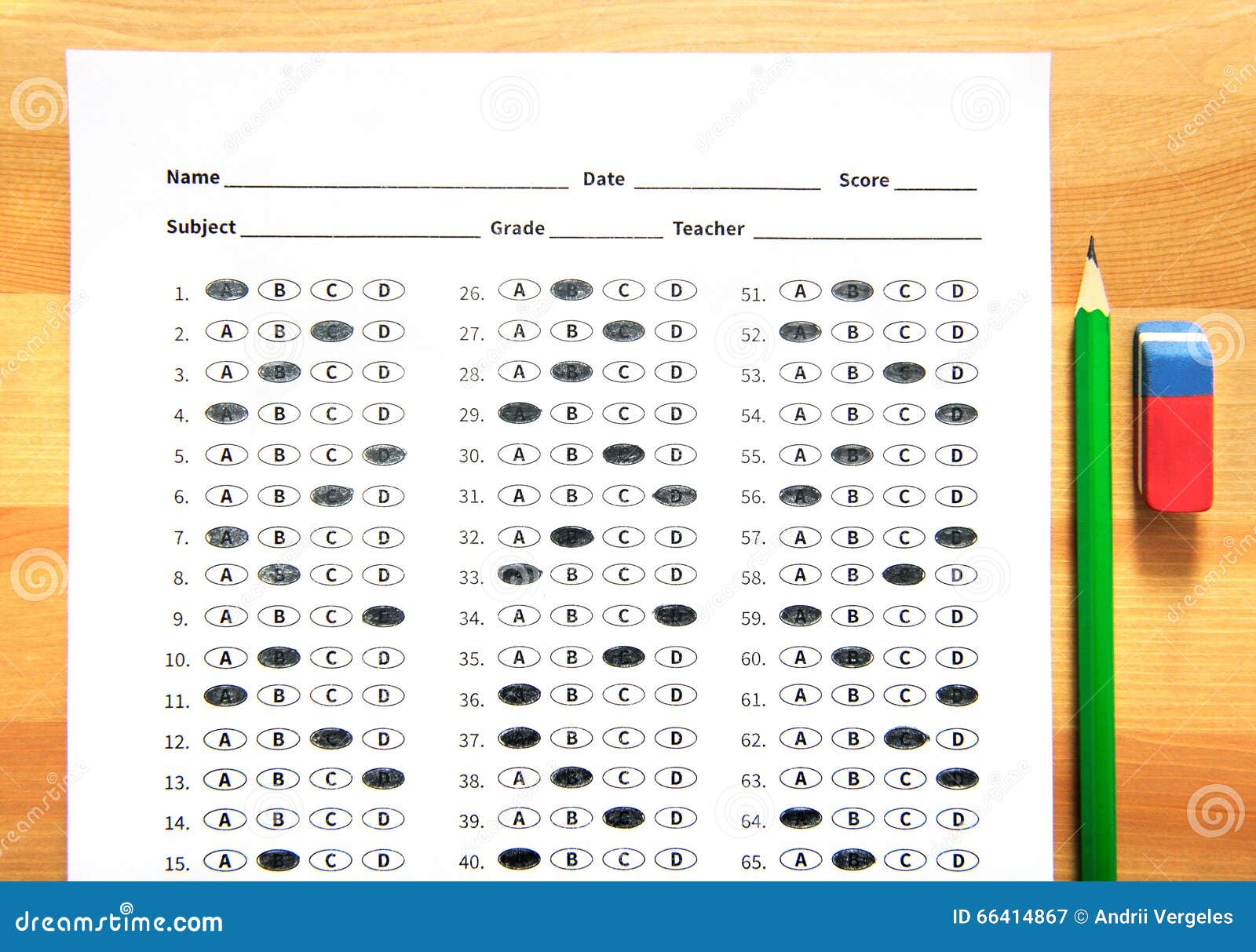 Education Test Sheet on the Table with Pencil Stock Image - Image of ...