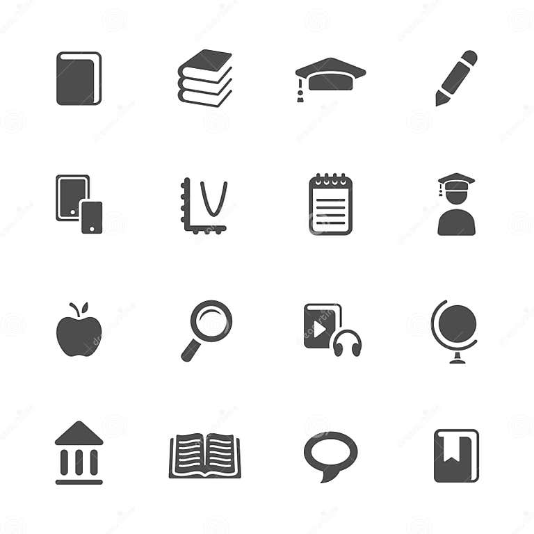 Education theme icon set stock illustration. Illustration of education ...