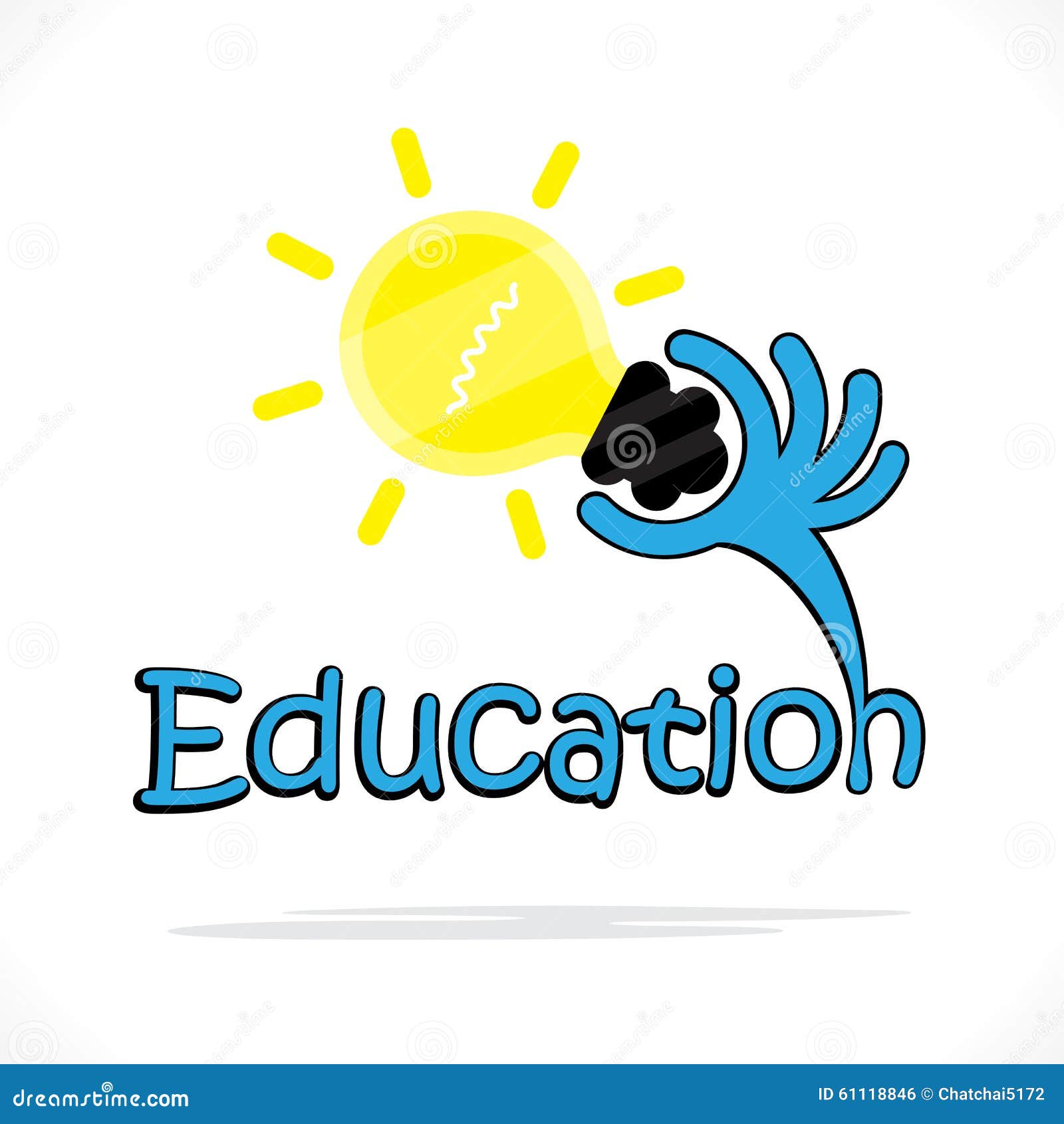 Education Title Texts and Hand Shape with Creative Light Bulb Sy Stock ...
