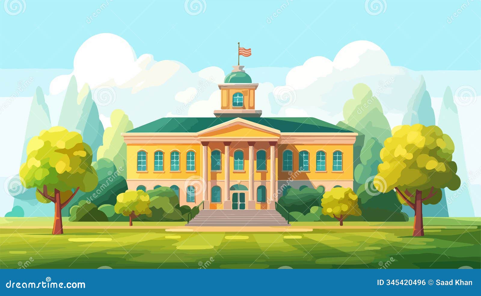 Education, Training Area, School Building Vector Illustration Stock ...
