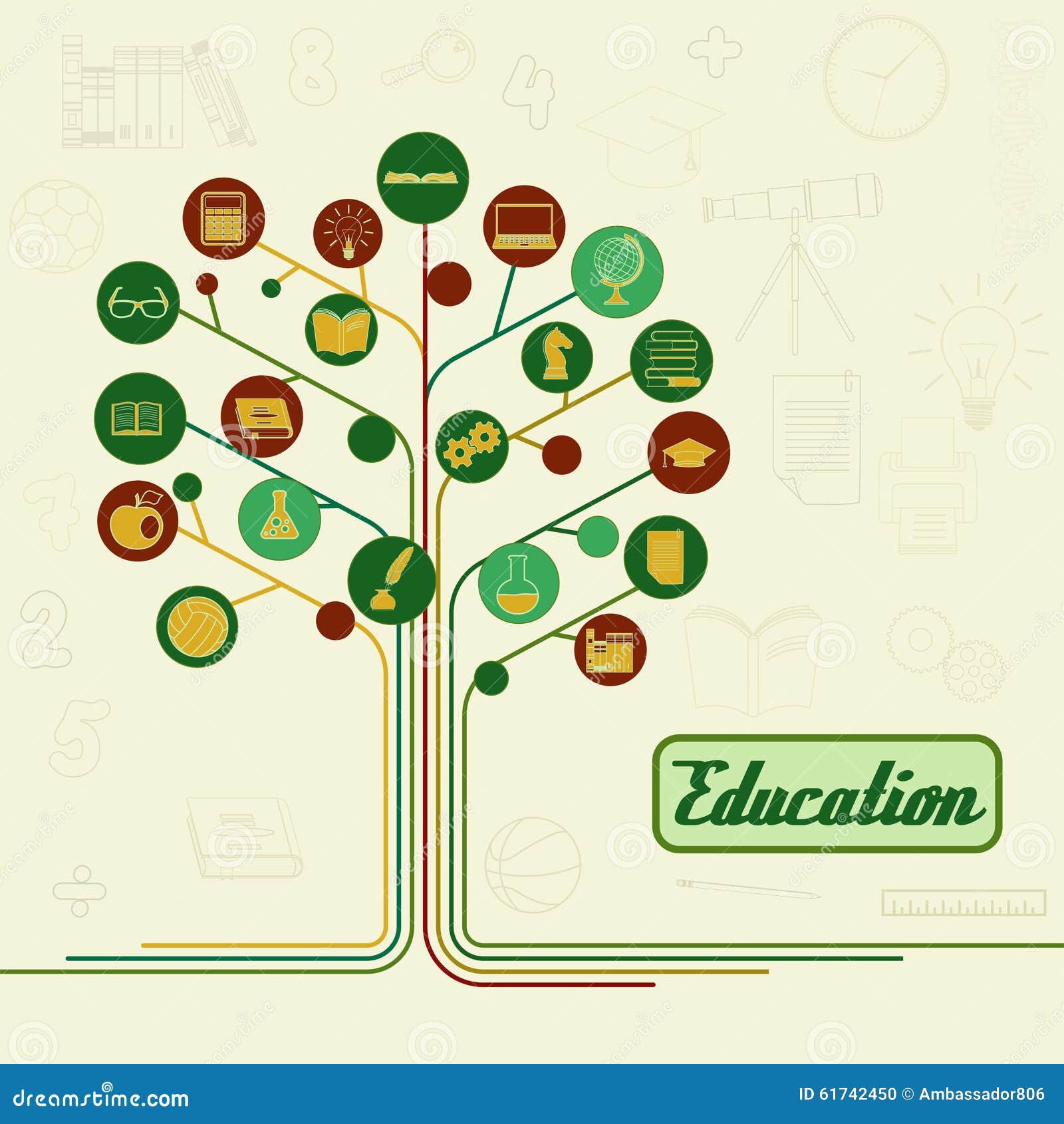 Education tree stock vector. Illustration of notebook - 61742450