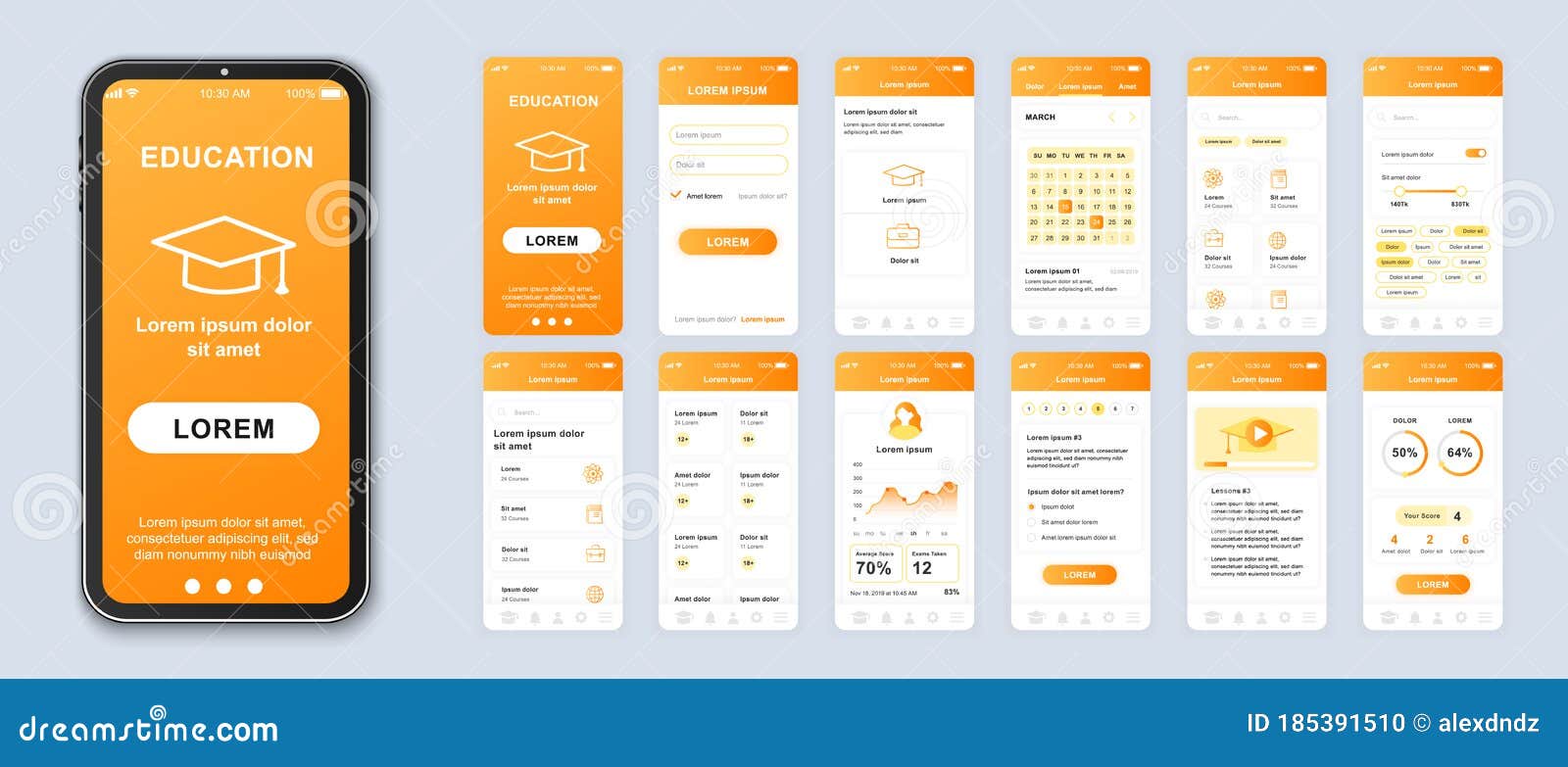 Education UI Smartphone Interface Vector Stock Vector - Illustration of ...