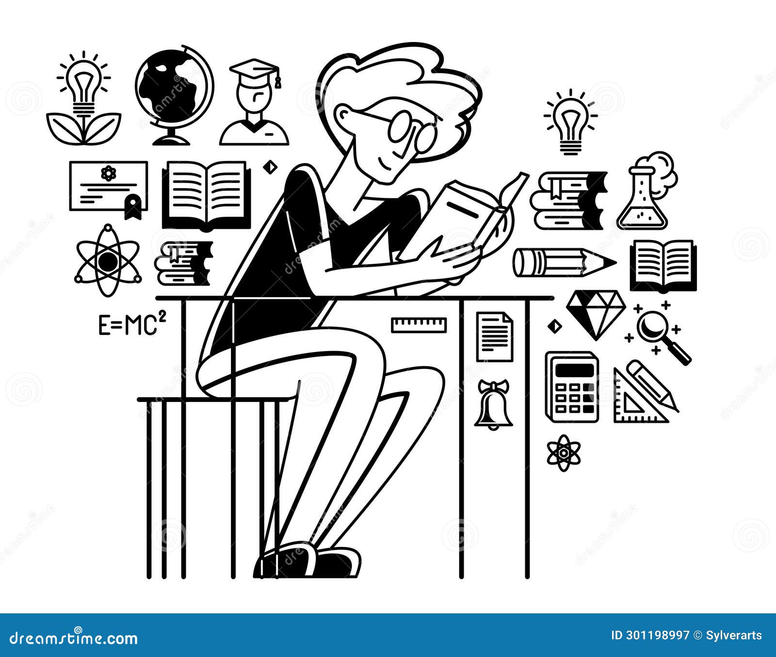 Education in University or Collage, Student is Doing Homework or ...