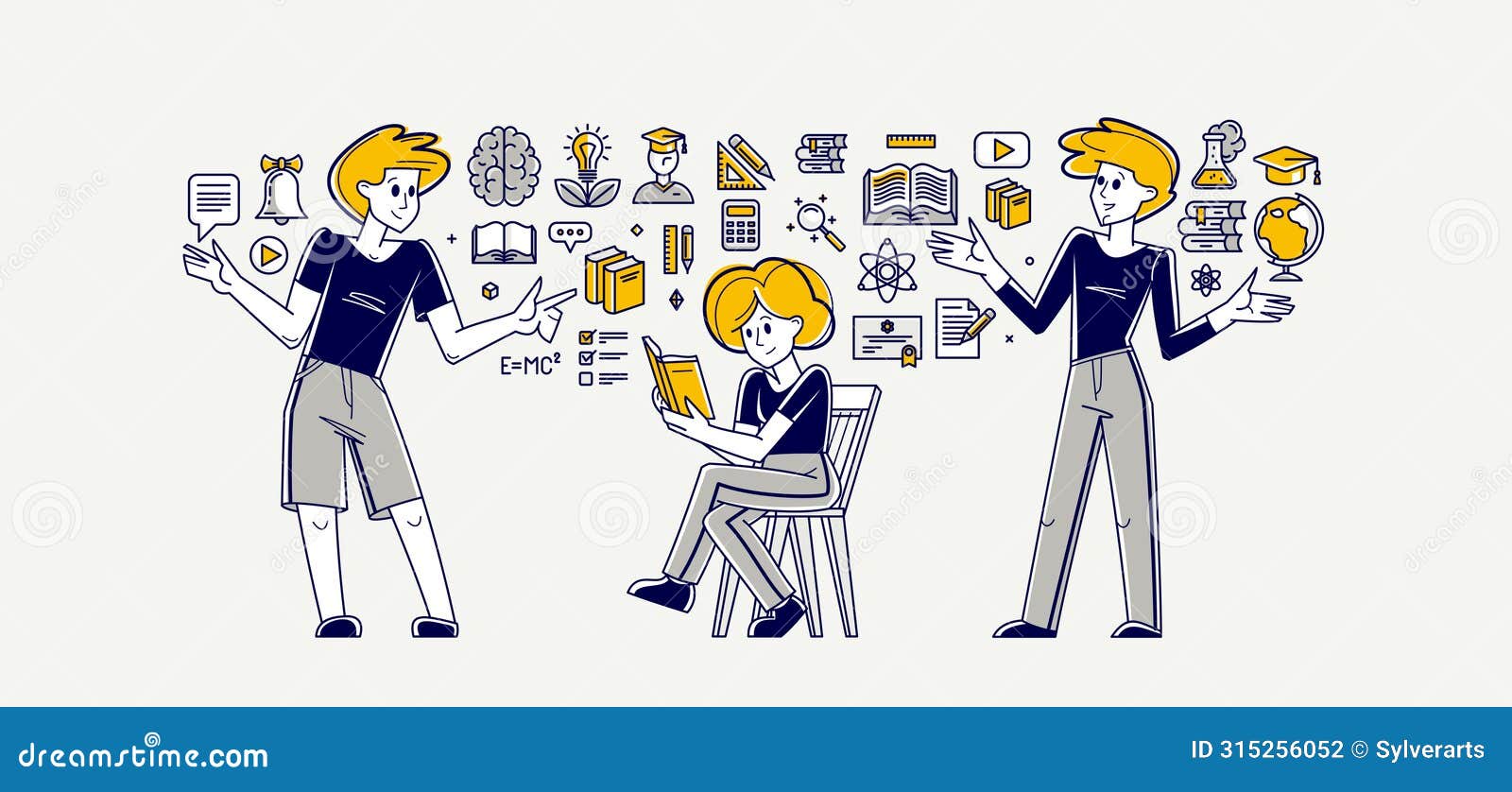 Education in University or Collage, Students are Doing Homework or ...