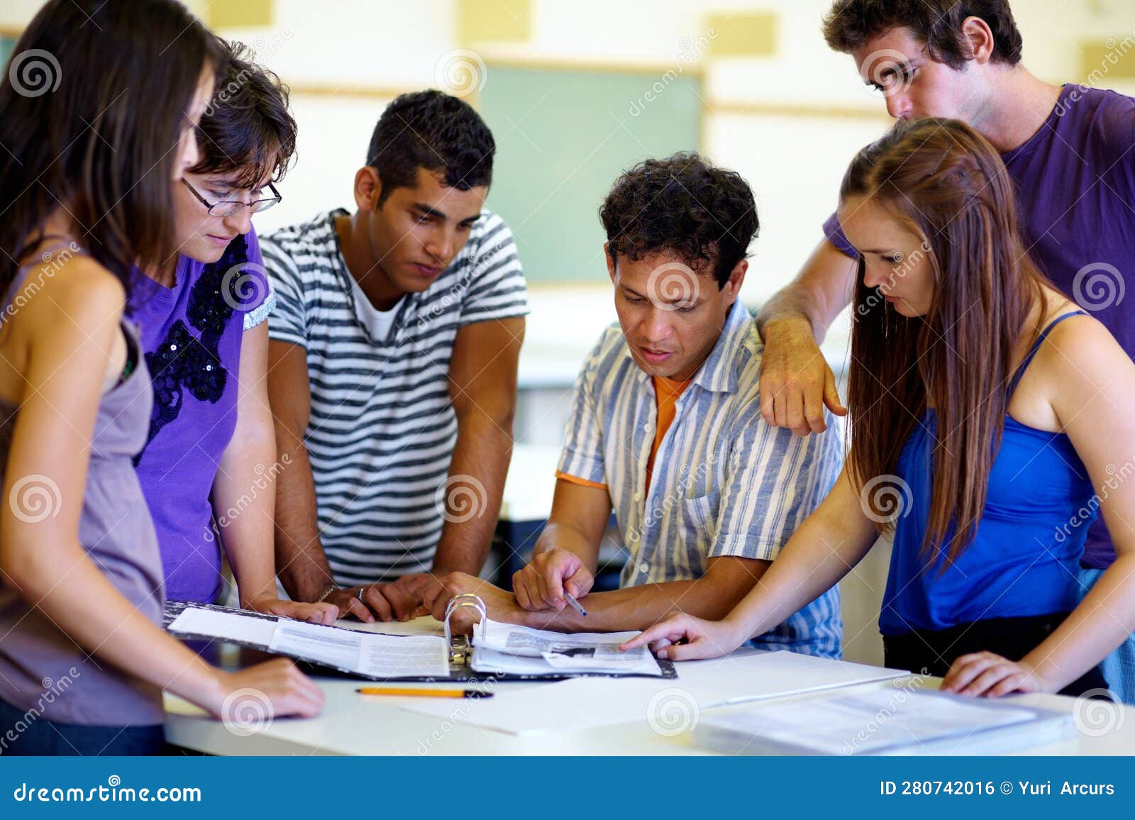 Education, University and a Teacher with His Students in the Class for ...