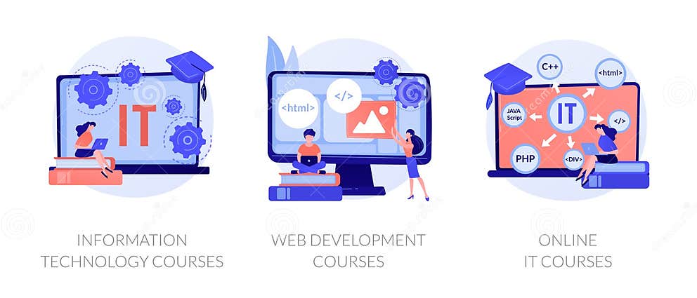 It Education Vector Concept Metaphors Stock Vector - Illustration of ...